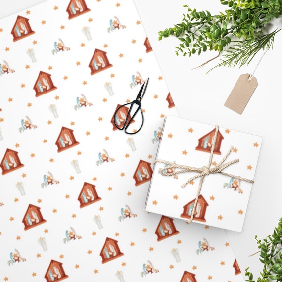 Nativity Gift Wrapping Paper Roll Holidays Gift Wrap - Etsy
