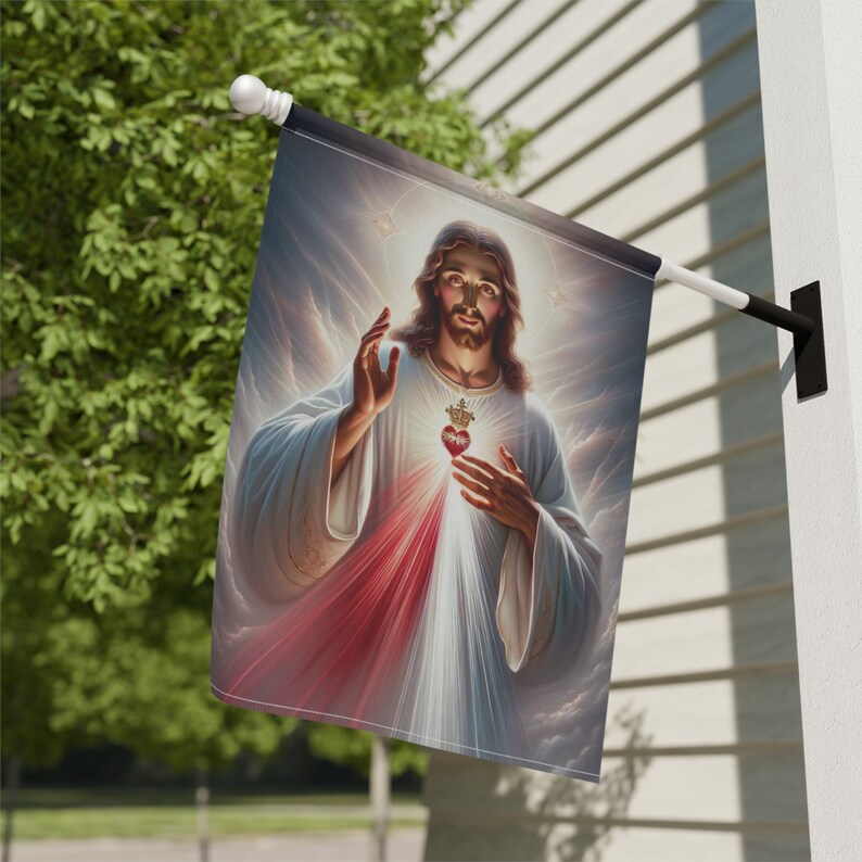 Divine Mercy Jesus Garden & House Banner Catholic Garden Banner ...