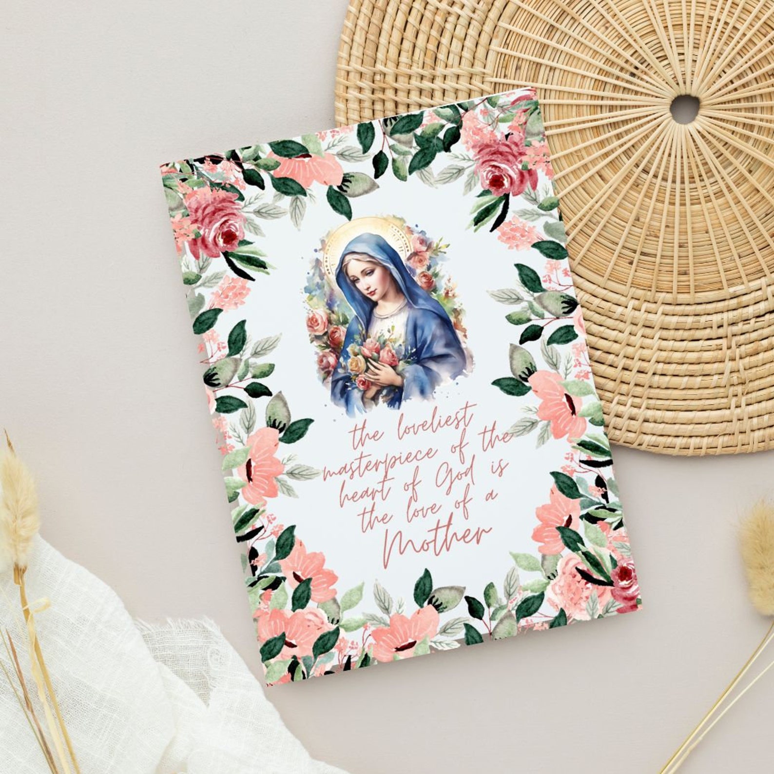 Printed Mother's Day Card Blessed Mother Greeting Card Catholic Mothers ...