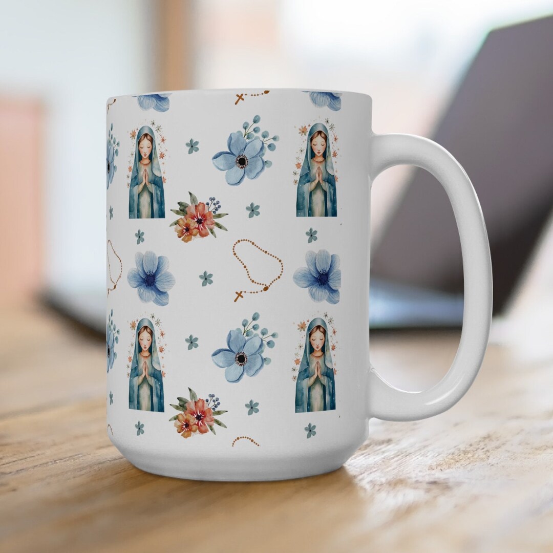 Catholic Ceramic Mug Virgin Mary Mug Blessed Mother Mug Catholic Prayer ...