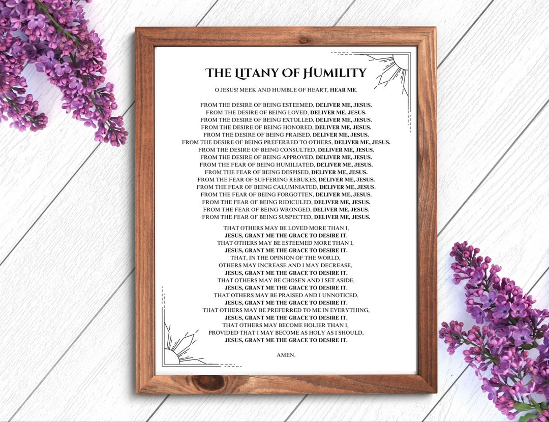 Printable Litany of Humility Prayer Wall Art Digital Download ...
