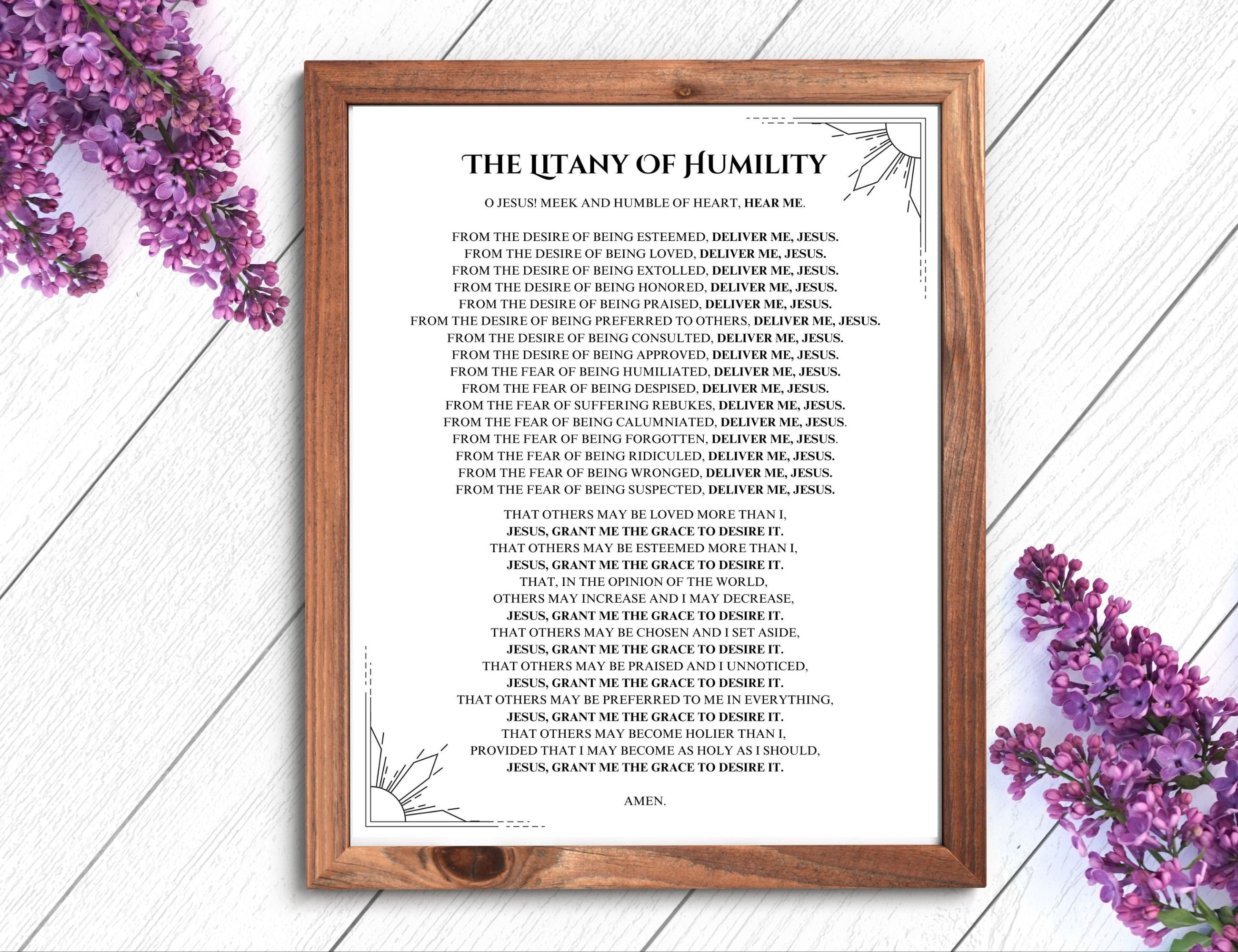 Printable Litany of Humility Prayer Wall Art Digital Download ...