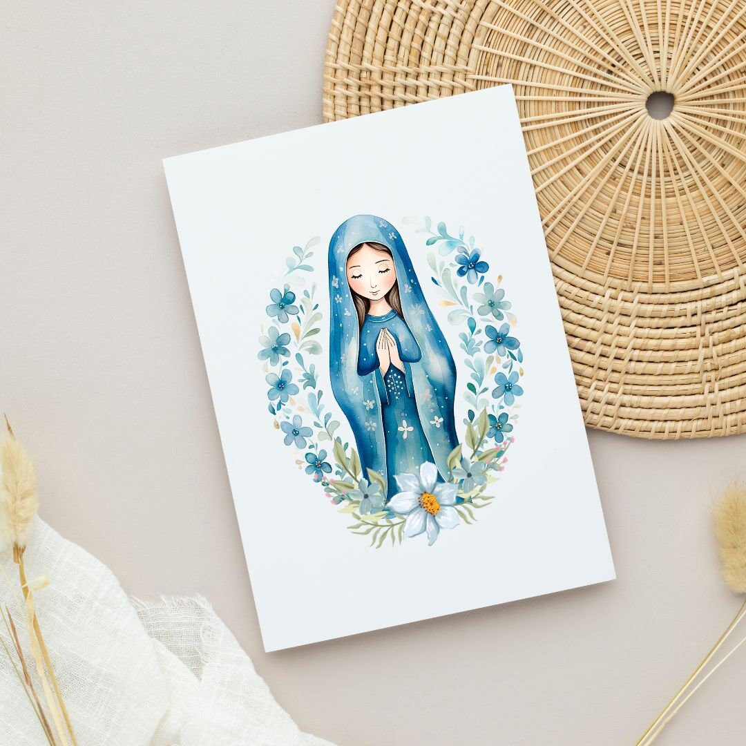 Printed Blessed Mother Card Virgin Mary Greeting Card Catholic Mothers ...