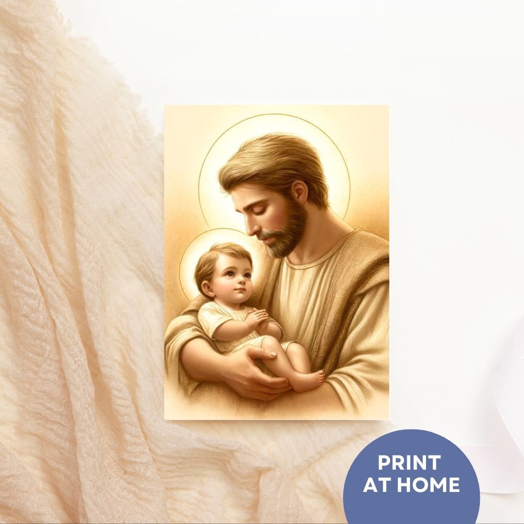 Printable St Joseph Card Catholic Priest Card Saint Greeting Card ...
