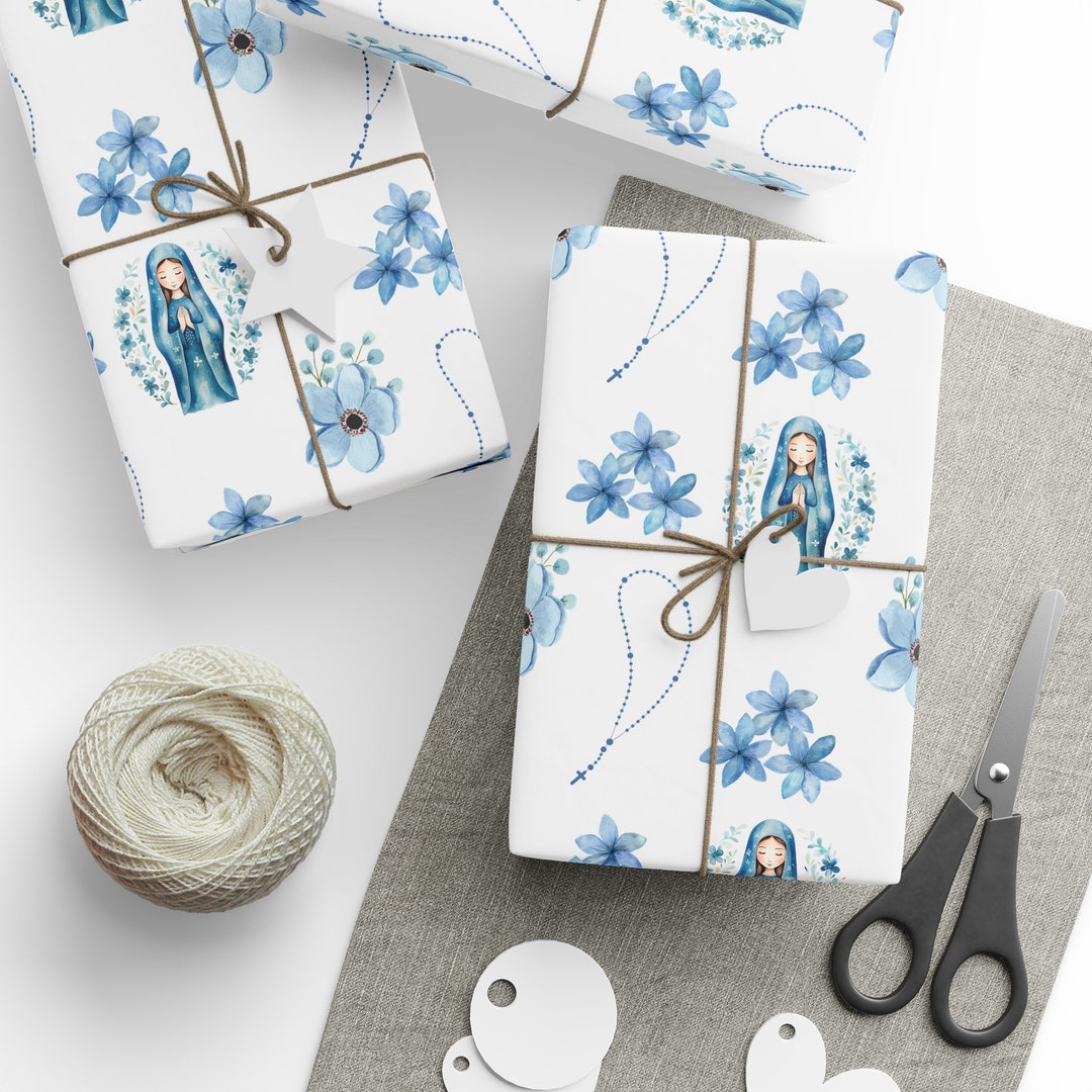 Virgin Mary Gift Wrapping Paper Roll Catholic Wrapping Paper Religious ...