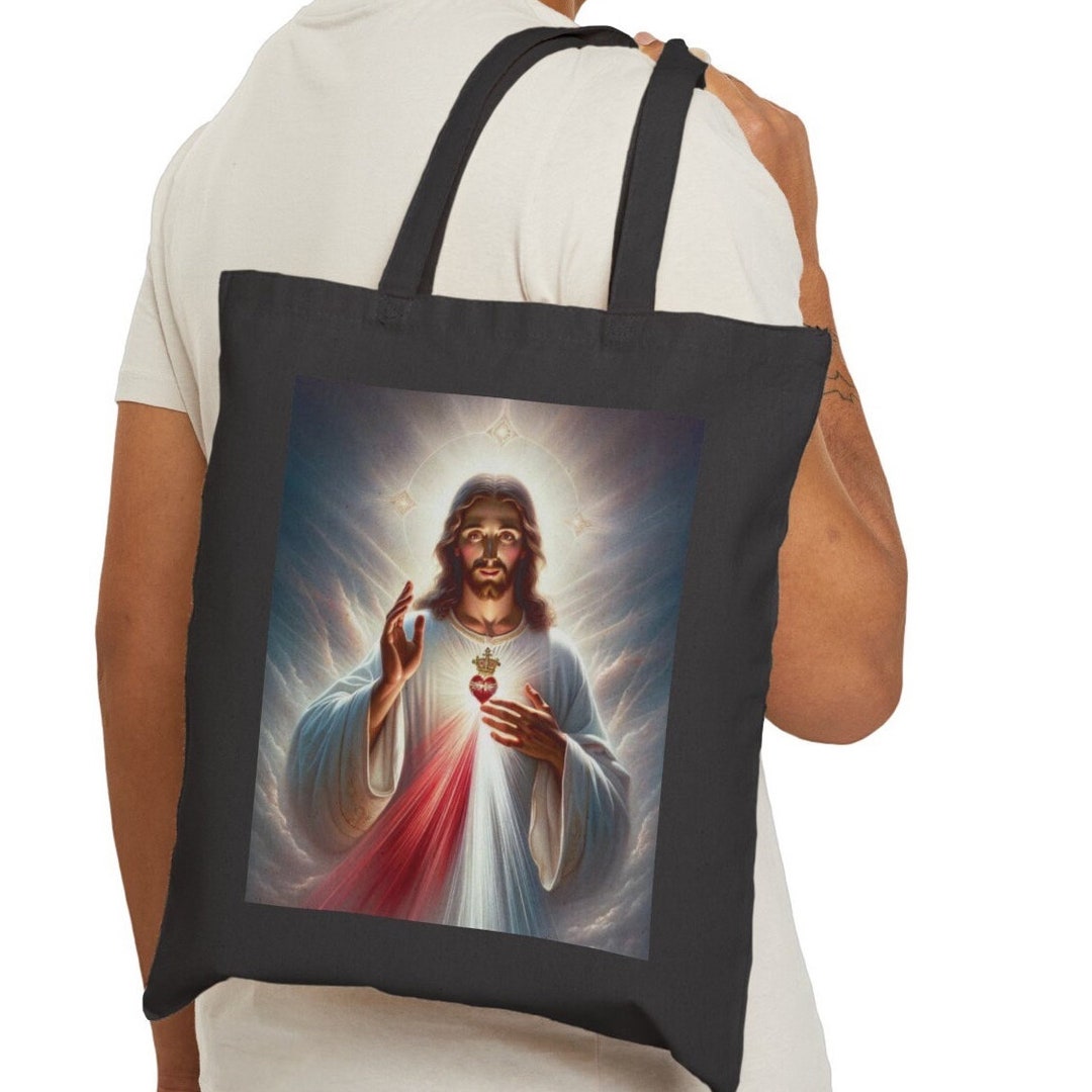 Divine Mercy Jesus Tote Bag Religious Bag Catholic Black Tote Bag ...