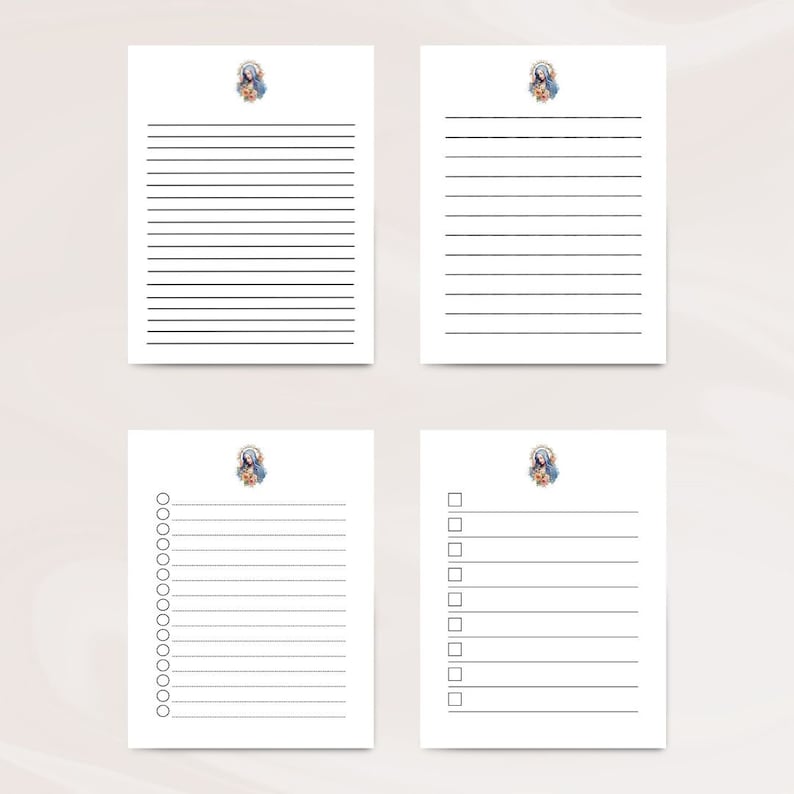 Printable Catholic Stationary Virgin Mary Stationary Writing Paper ...