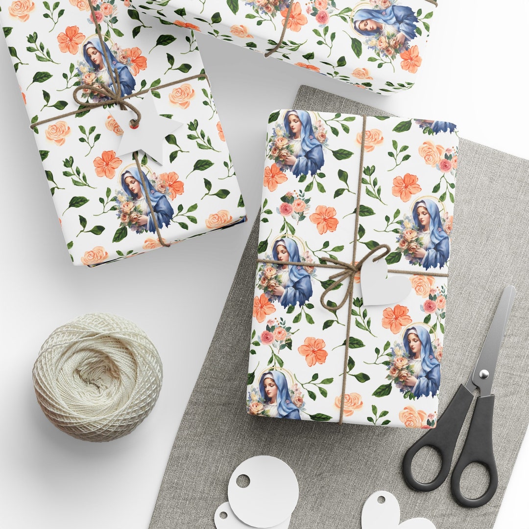 Virgin Mary Gift Wrapping Paper Roll Catholic Wrapping Paper Religious ...