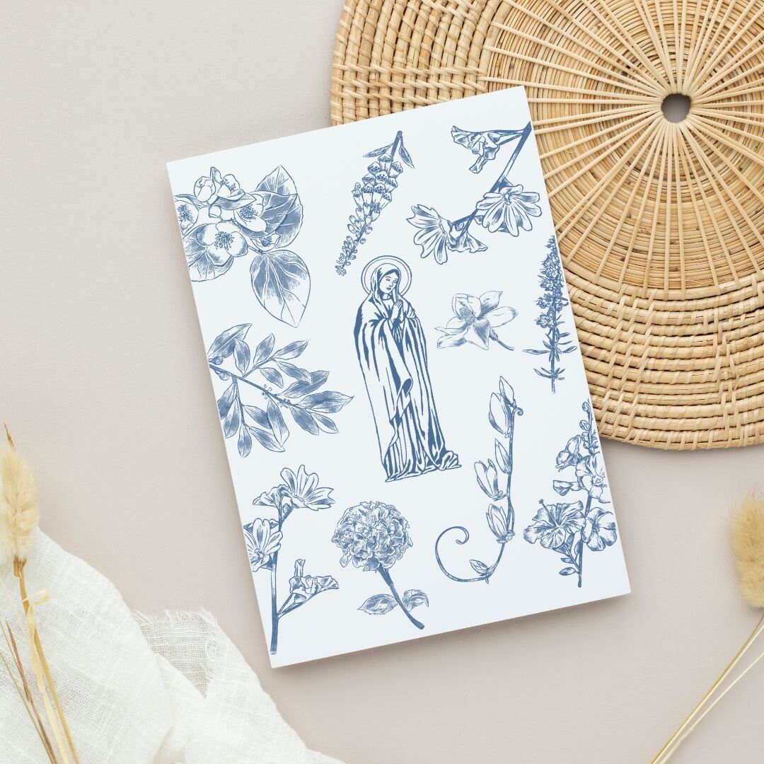 Printed Mother's Day Card Blessed Mother Greeting Card Catholic Mothers ...