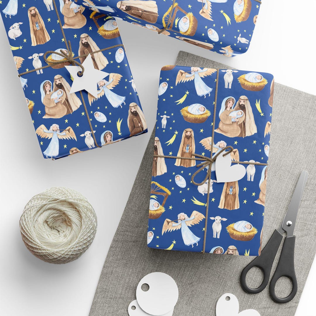 Nativity Gift Wrapping Paper Roll Holidays Gift Wrap Religious ...