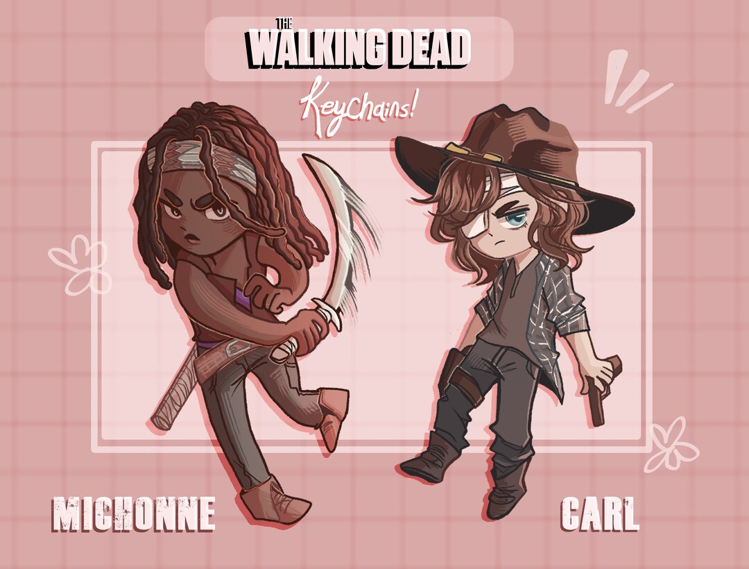 Michonne and Carl Grimes the Walking Dead Acrylic Keychain Charm - Etsy