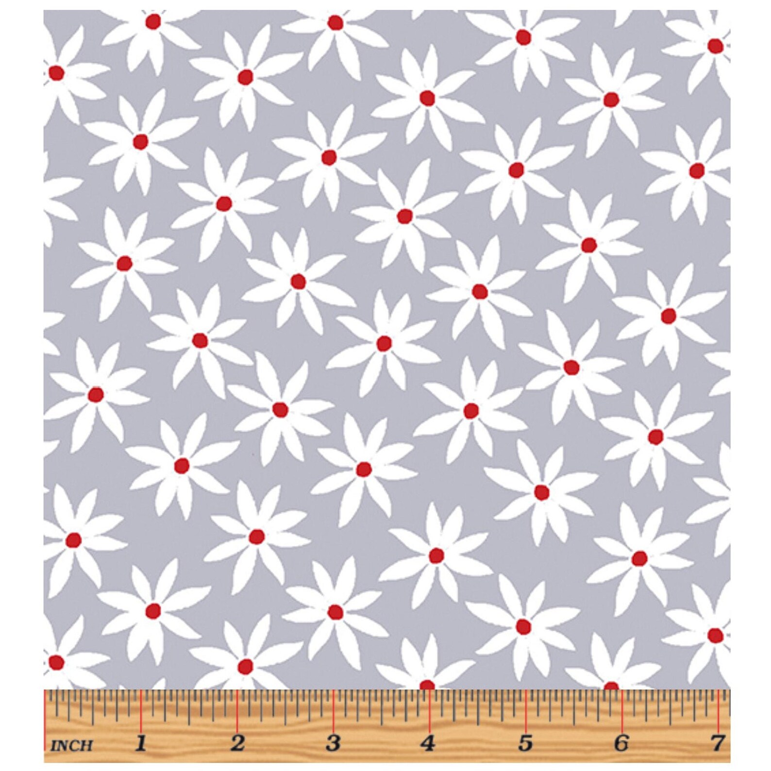 Daisy Dot Gray/cherry From the Cherry Twist Fabric Collection by Great ...