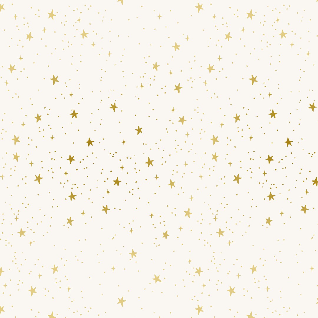 Primavera Stars Cream With Metallic Gold Star Accents Fabric by the ...