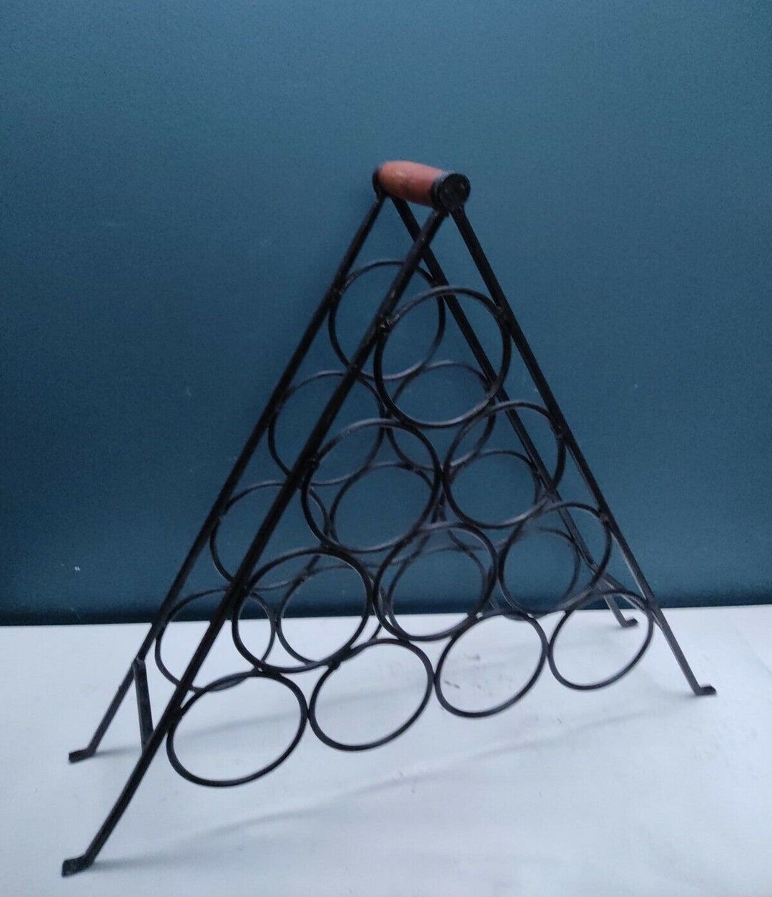 Wooden Handle Cast Iron Black Pyramid Wine Rack for 10 Bottles - Etsy