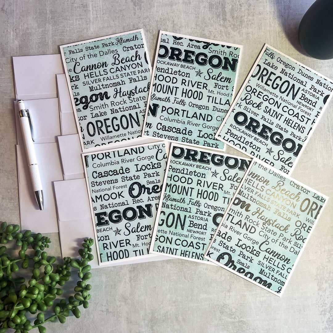 Handmade Oregon Note Card Set of 6 Oregon Gift Set Oregon Gift for ...