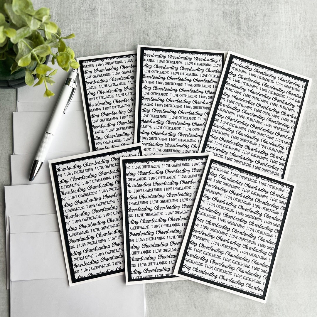 Set of SIX Cheerleader Note Cards Cheer Team Cards, Middle School Cheer ...
