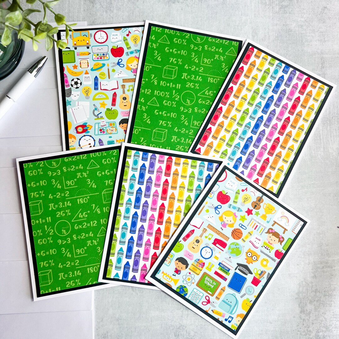 Set of SIX Fun School Cards for All Ages! Student Cards, Teacher ...