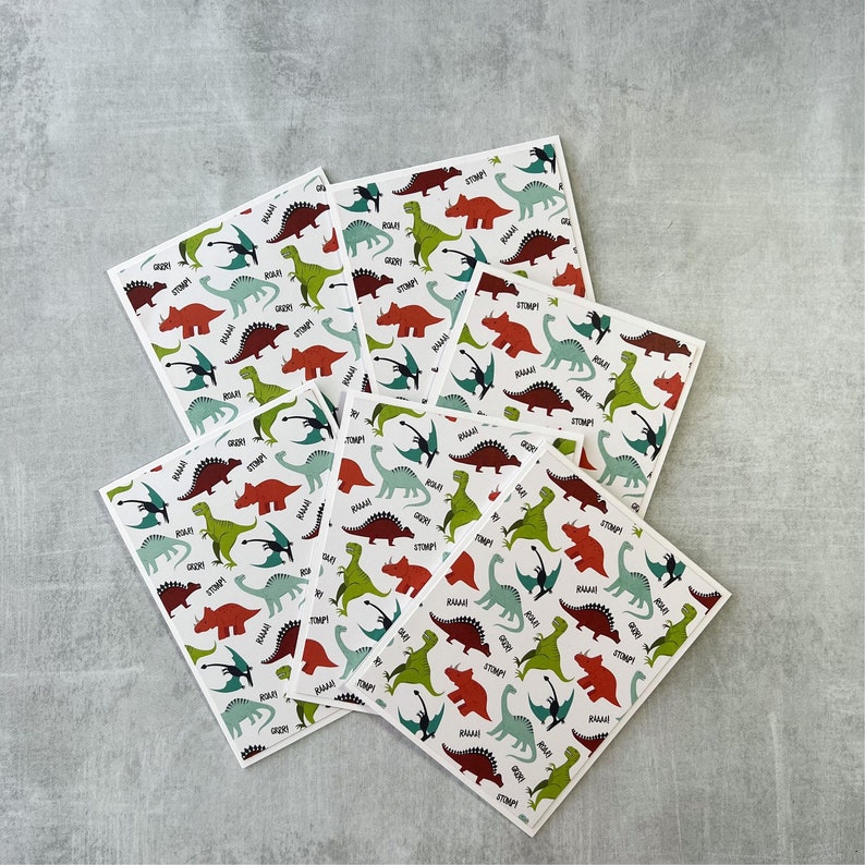 Set of 6 Dinosaur Cards — ** T- Rex Card, Brontosaurus Card ...