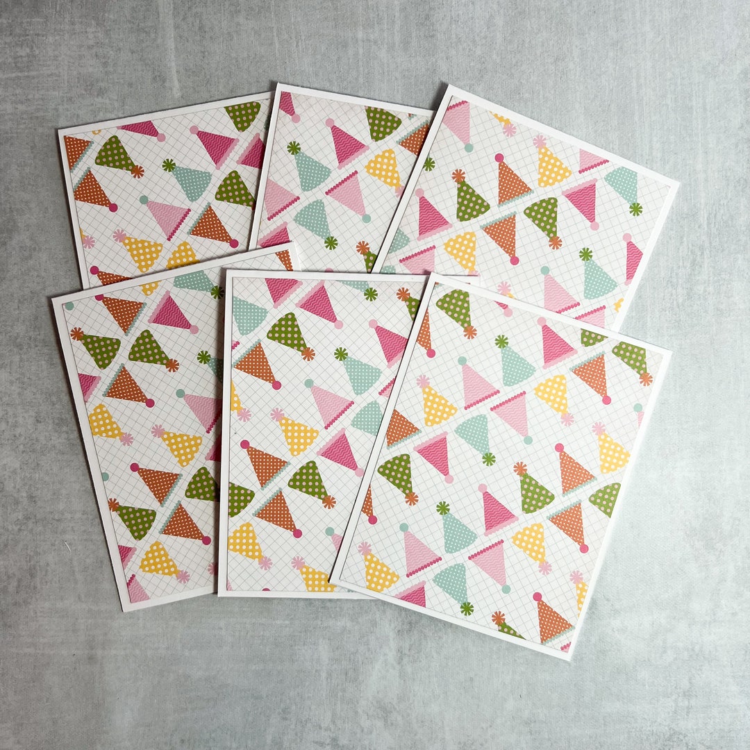 Set of Six Handmade Birthday Cards! Birthday Hat Card Set. Blank With ...