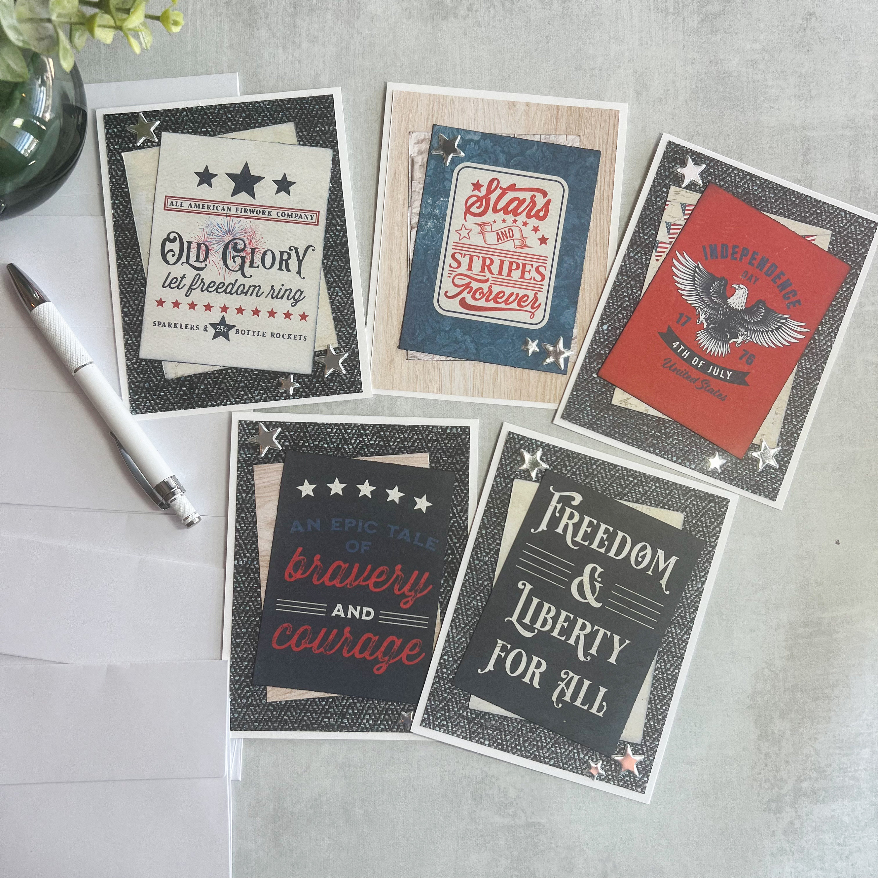 Set of FIVE Gorgeous Patriotic Cards! Great for Fourth of July, America ...