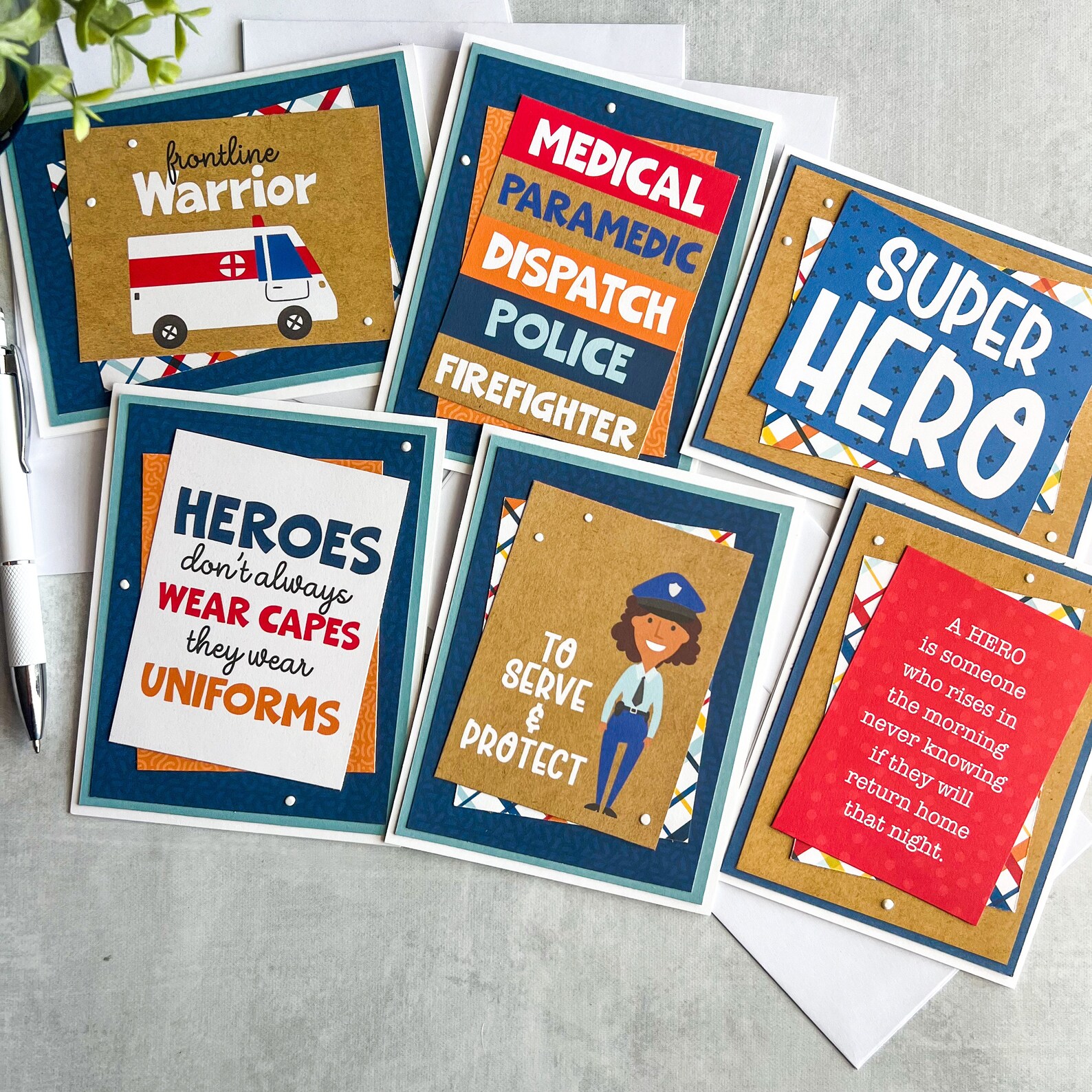 First Responder Cards. Set of Six With Envelopes. - Etsy