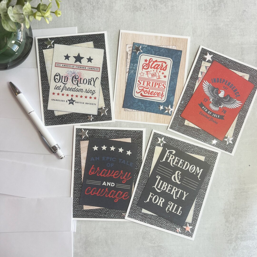Set of FIVE Gorgeous Patriotic Cards! Great for Fourth of July, America ...