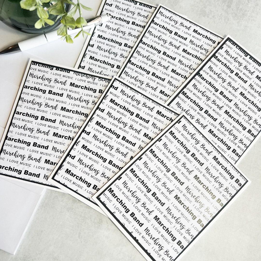 Set of SIX Fun Marching Band Cards for All Ages! Student Cards, Teacher ...