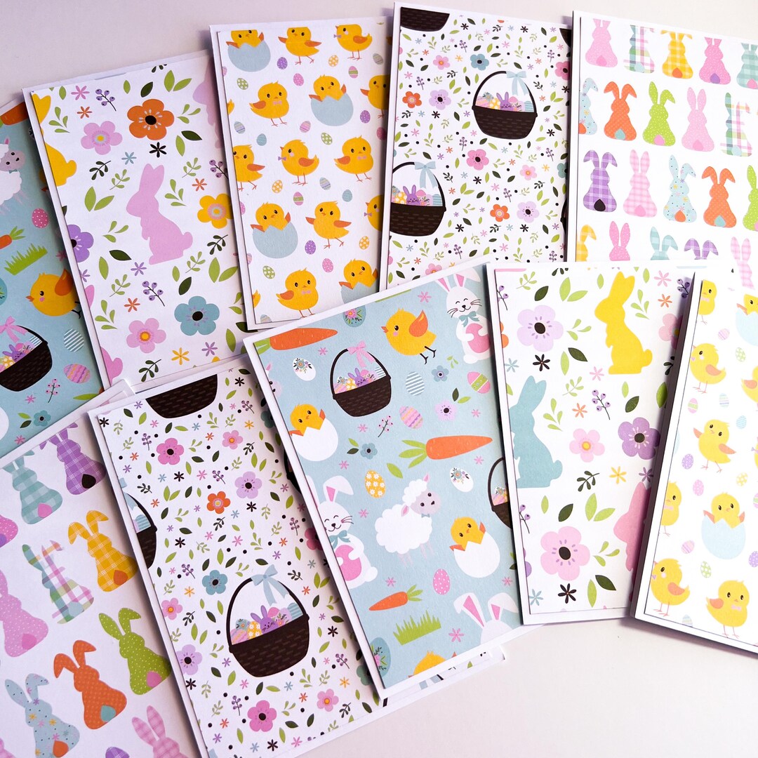 Set of Eight Beautiful Handmade Easter Cards! --bunnies, Eggs, Spring ...
