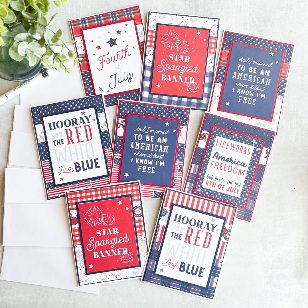 Set of EIGHT Gorgeous Patriotic Cards Great for Fourth of July, America ...