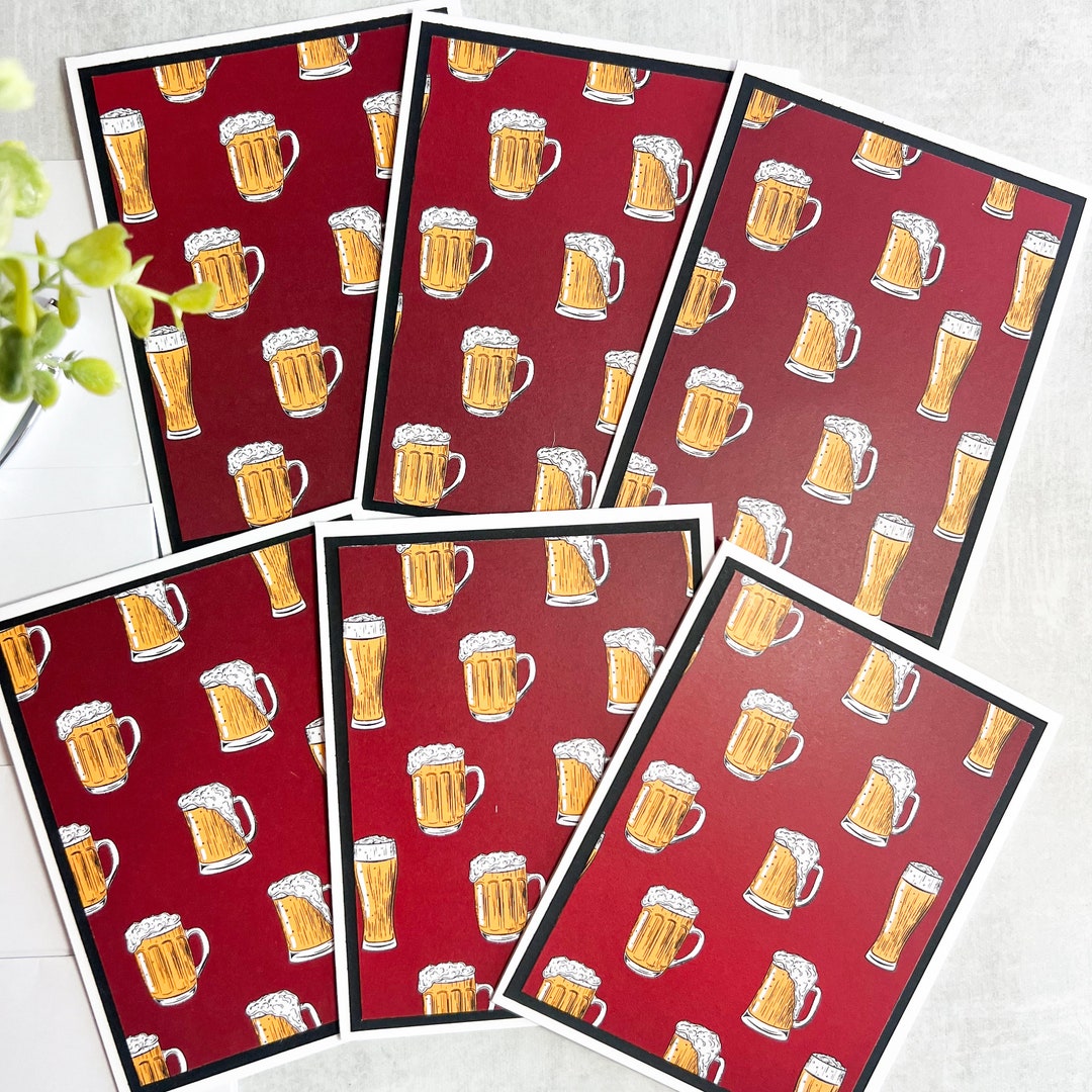 Set of 6 Handmade Beer Cards! Card Set With Envelopes. Fun, Vibrant Bee ...