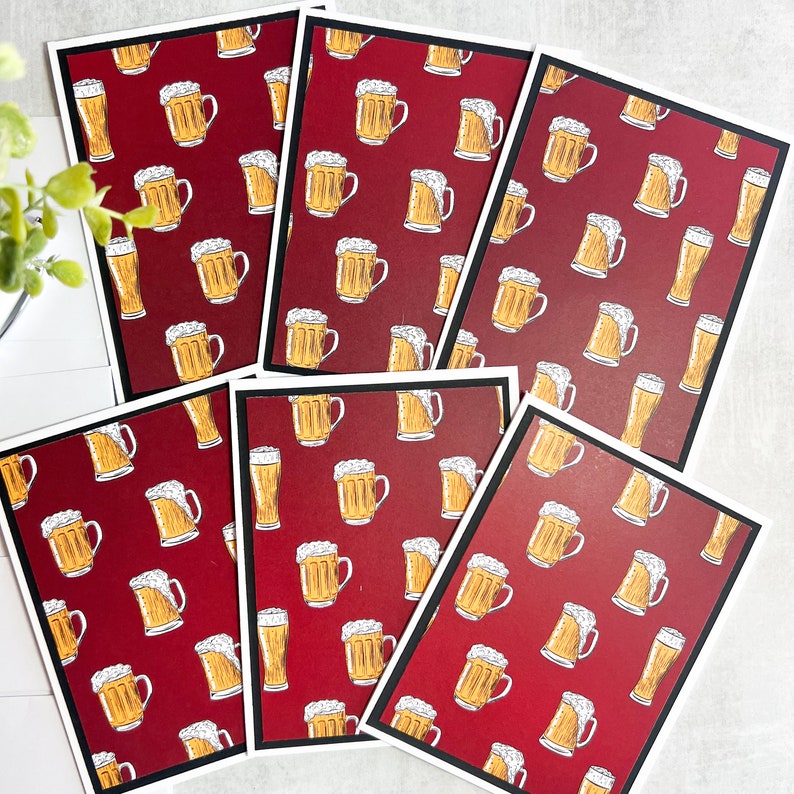 Set of 6 Handmade Beer Cards! Card Set With Envelopes. Fun, Vibrant Bee ...