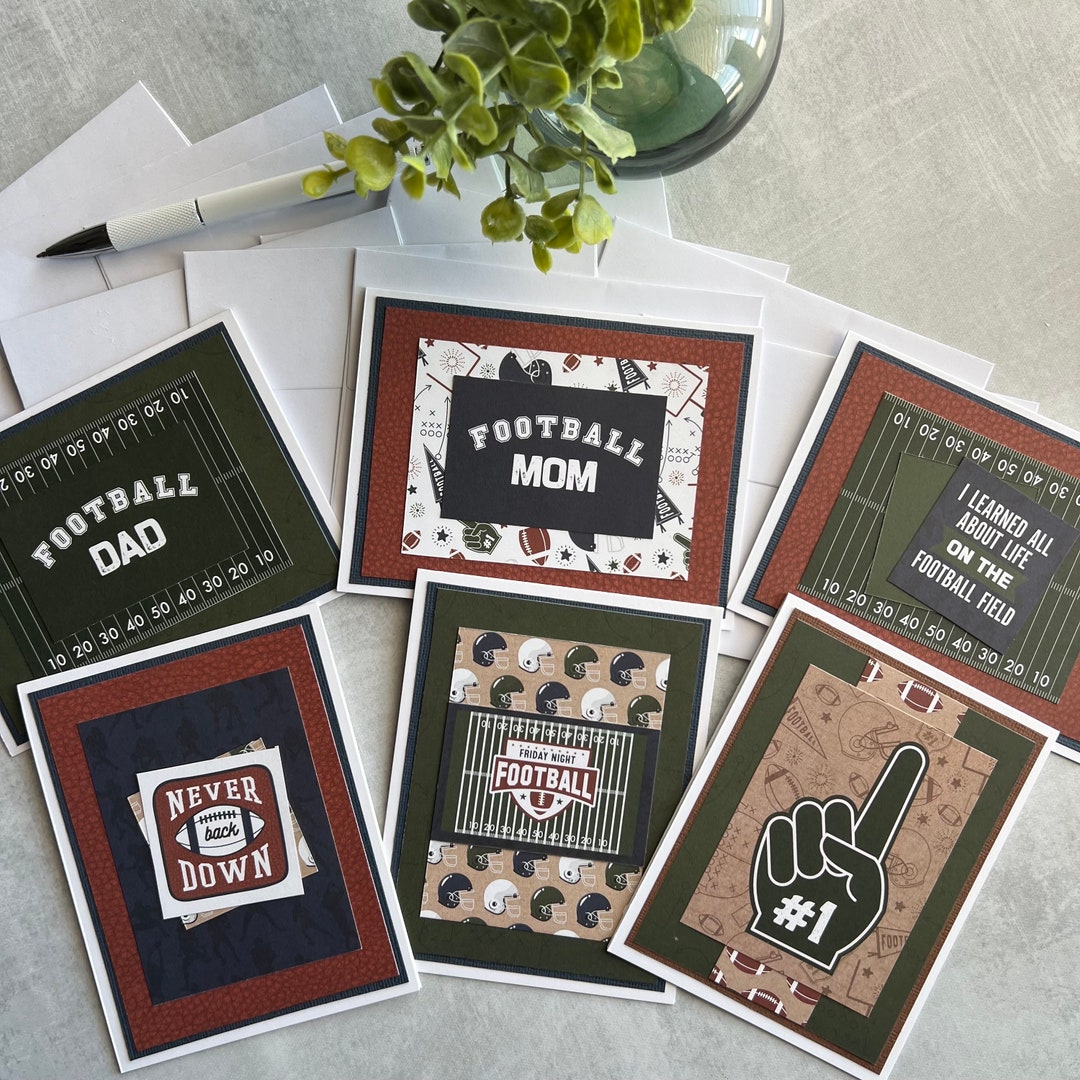 Handmade FOOTBALL Card Set! 6 Cards for Parties, Invitations, Teams ...