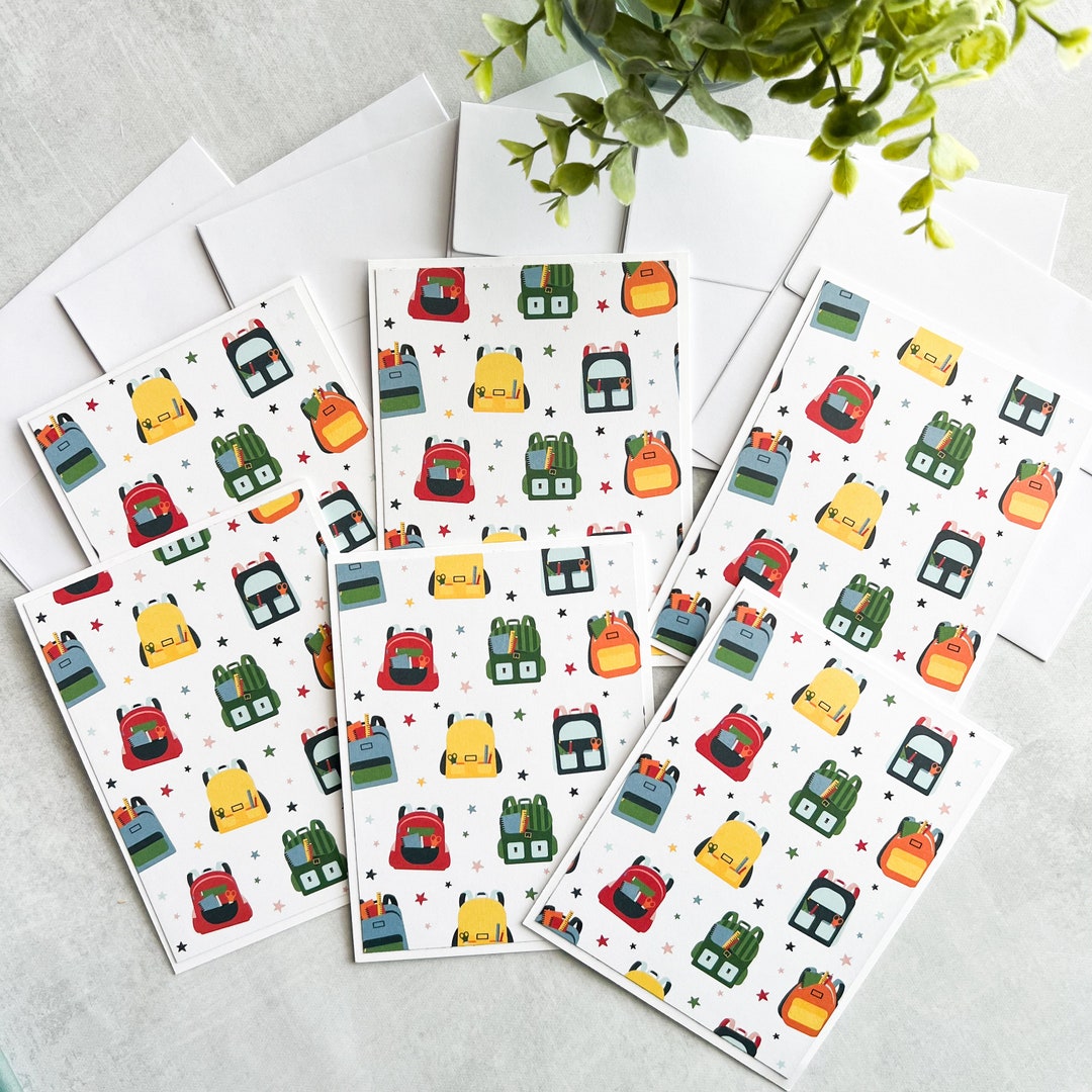 Set of SIX Fun Backpack Cards for All Ages! Student Cards, Teacher ...