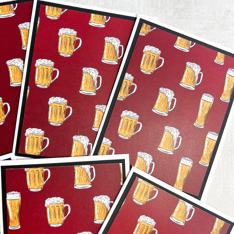 Set of 6 Handmade Beer Cards Card Set With Envelopes. Fun, Vibrant Bee ...