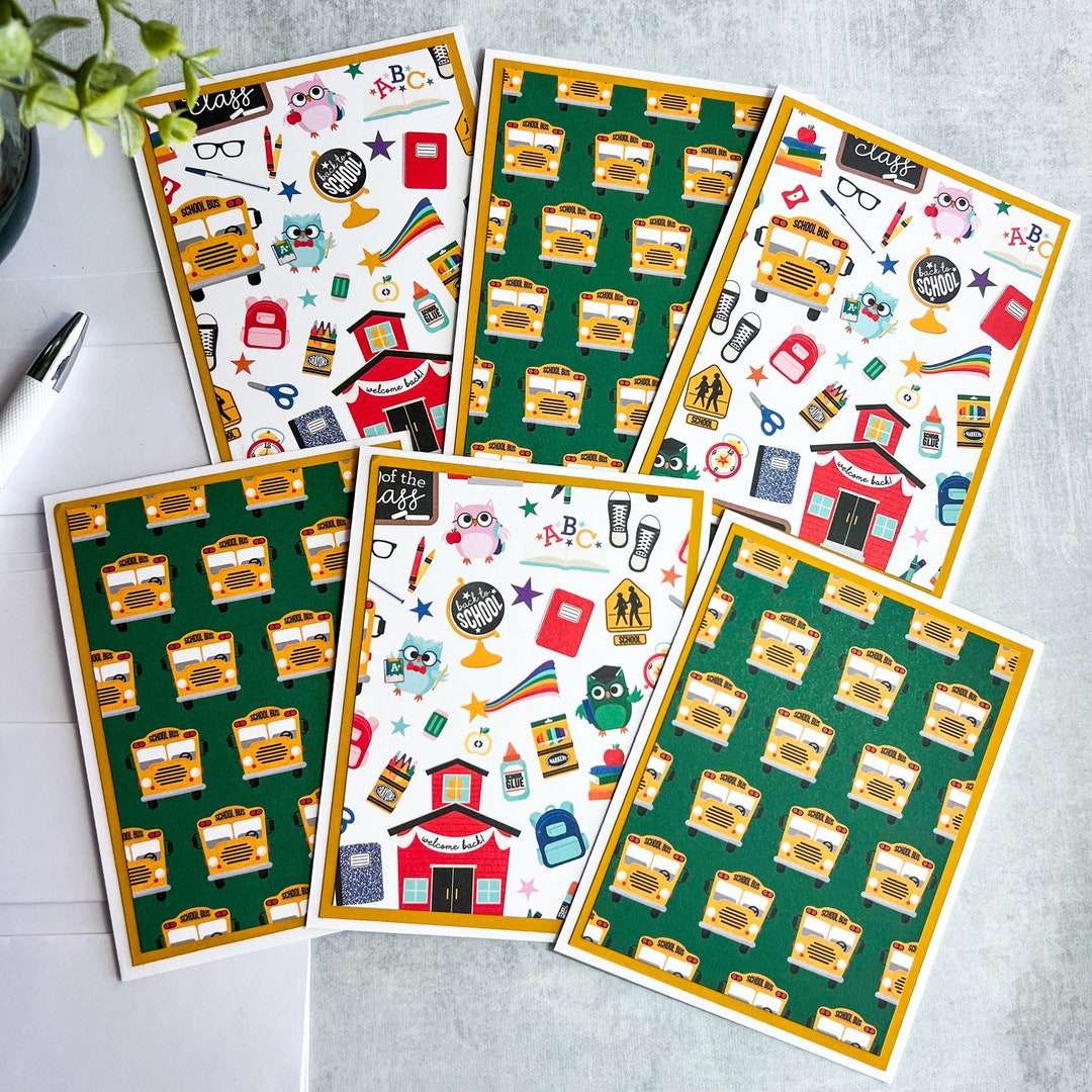 Set of SIX Fun School Bus Cards! **teacher Appreciation Cards, Bus ...