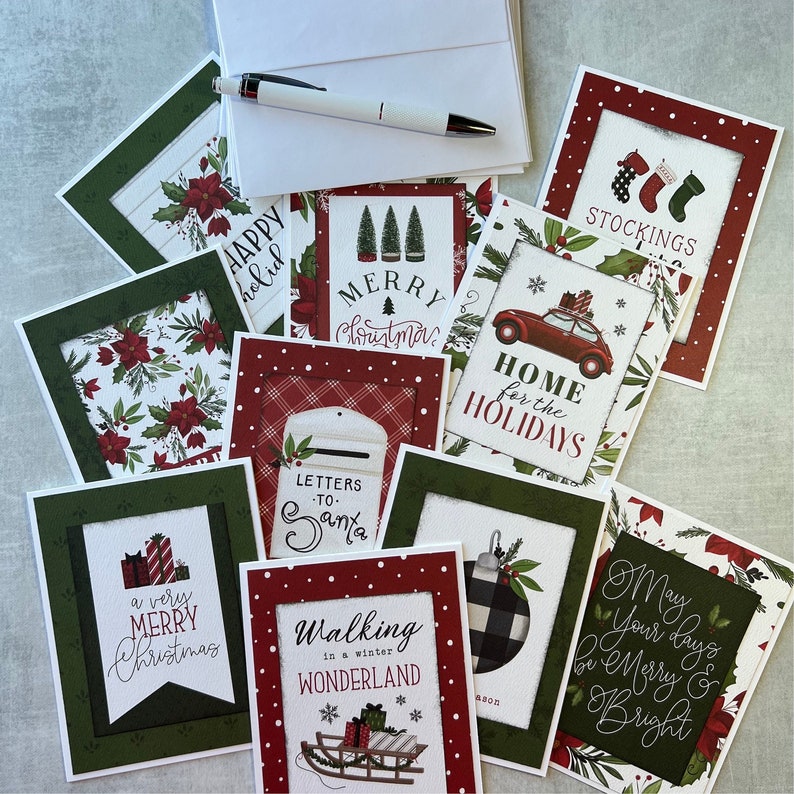 Christmas Card Set of 10 Christmas Cards Farmhouse Card for - Etsy