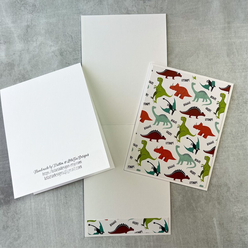Set of 6 Dinosaur Cards — ** T- Rex Card, Brontosaurus Card ...