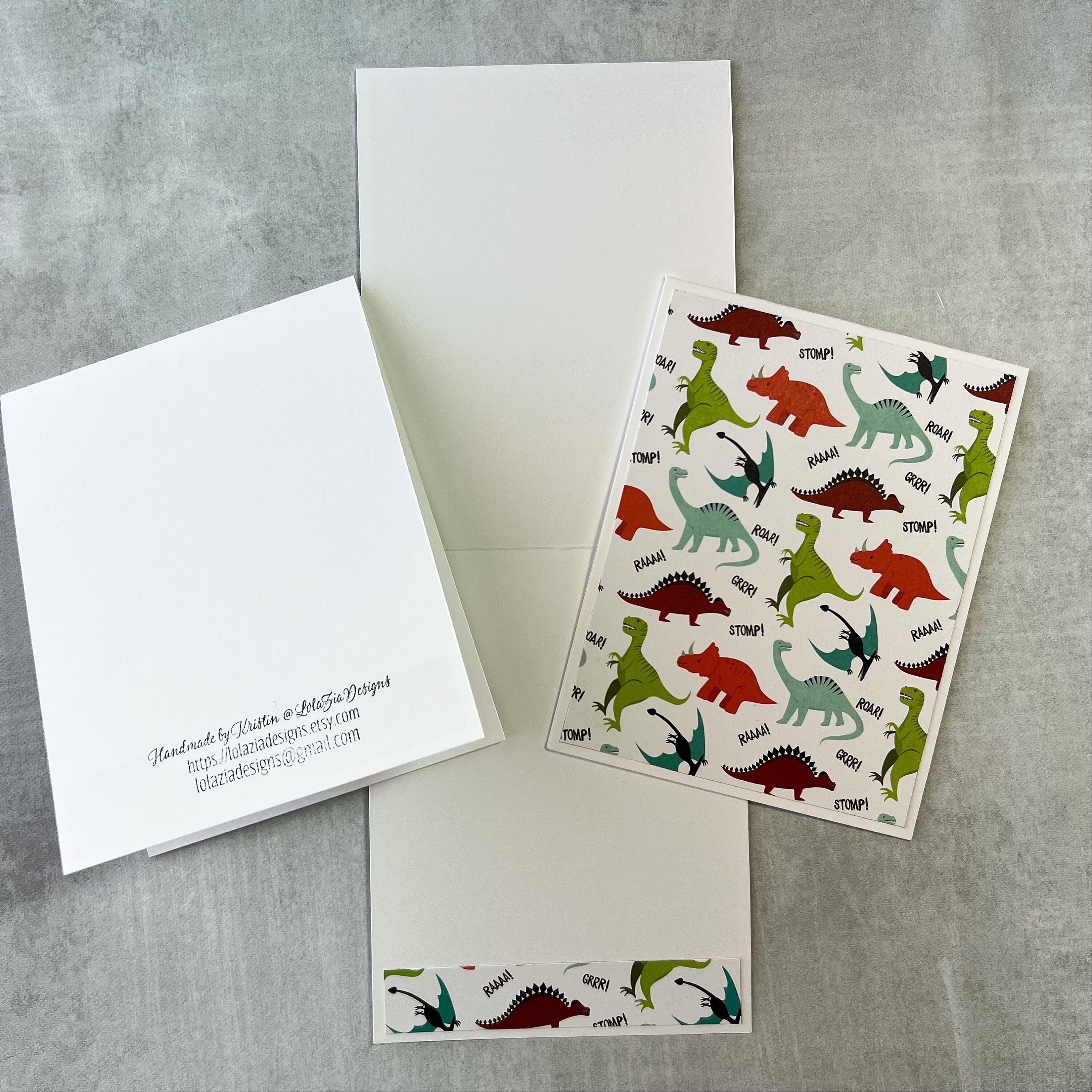 Set of 6 Dinosaur Cards — ** T- Rex Card, Brontosaurus Card ...
