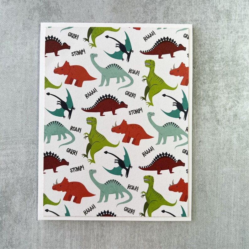 Set of 6 Dinosaur Cards — ** T- Rex Card, Brontosaurus Card ...