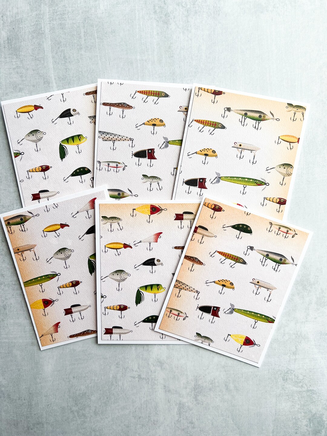 Set of 6 Handmade FISH and Fishing Rod Cards! ** Fly Fishing Cards ...