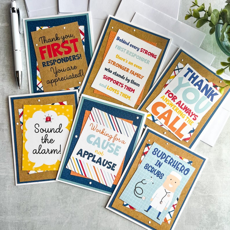 SIX Handmade First Responder Cards. Firefighters, Police, Ambulance ...