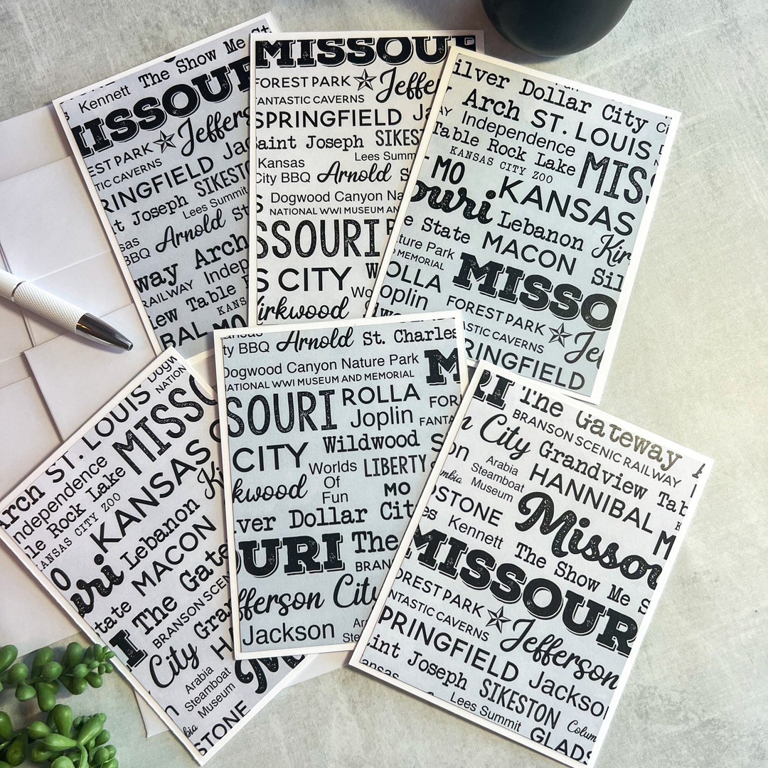 Missouri Note Card Set of 6 Missouri Hostess Gift Set Missouri Gift for ...