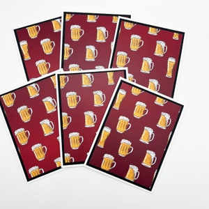 Set of 6 Handmade Beer Cards! Card Set With Envelopes. Fun, Vibrant Bee ...
