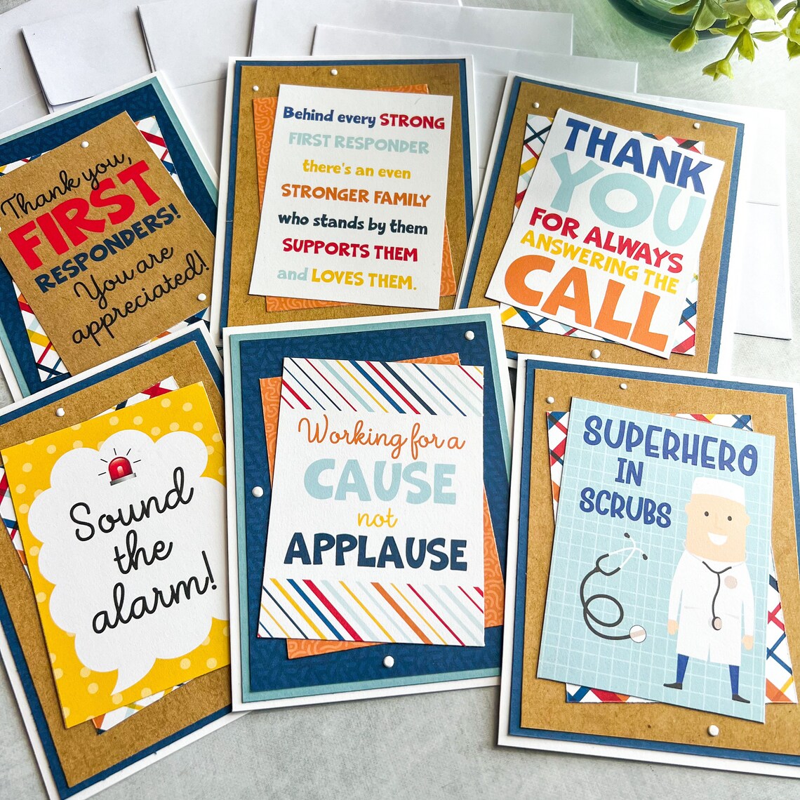 SIX Handmade First Responder Cards. Firefighters, Police, Ambulance ...