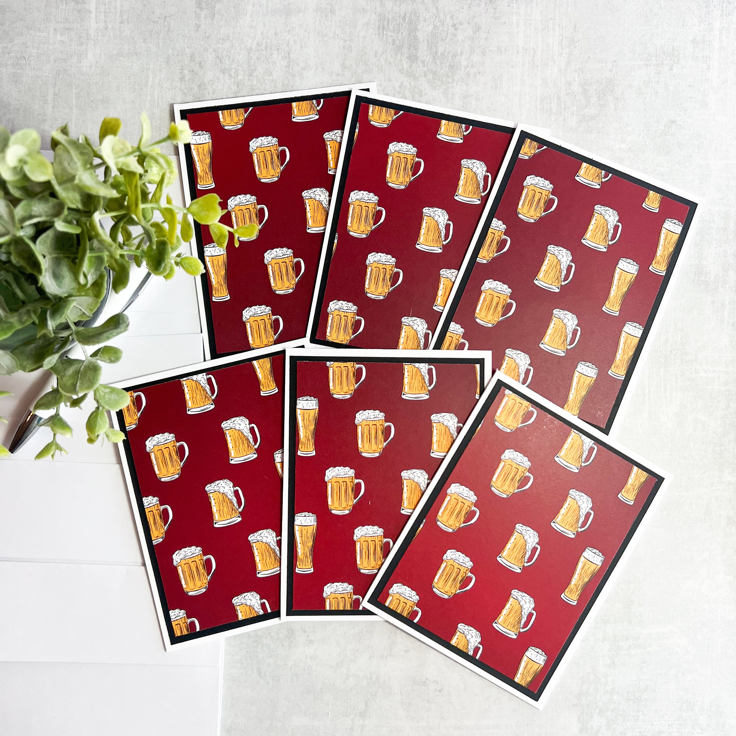 Set of 6 Handmade Beer Cards! Card Set With Envelopes. Fun, Vibrant Bee ...
