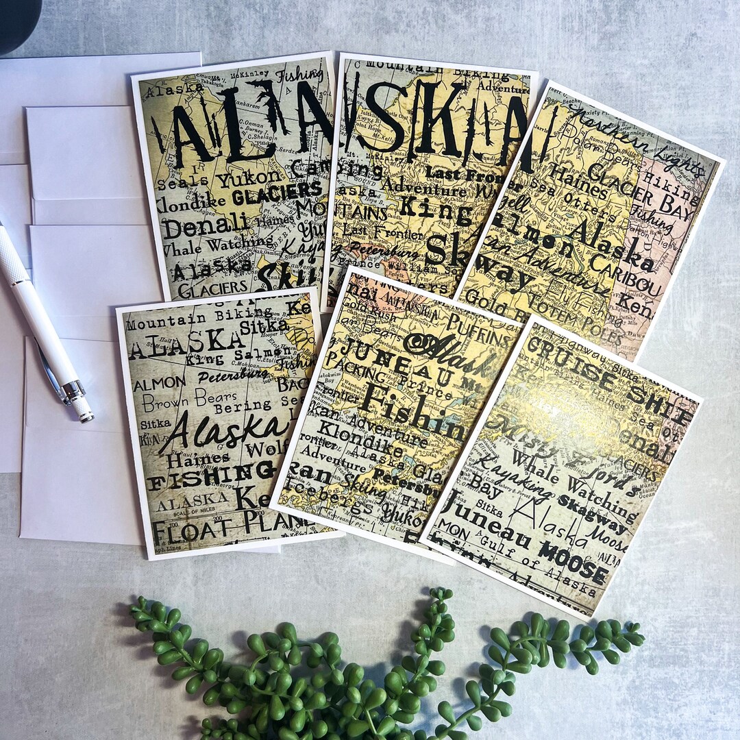 Alaska Note Card Set of 6 Alaska Hostess Gift Set Alaska Gift for ...