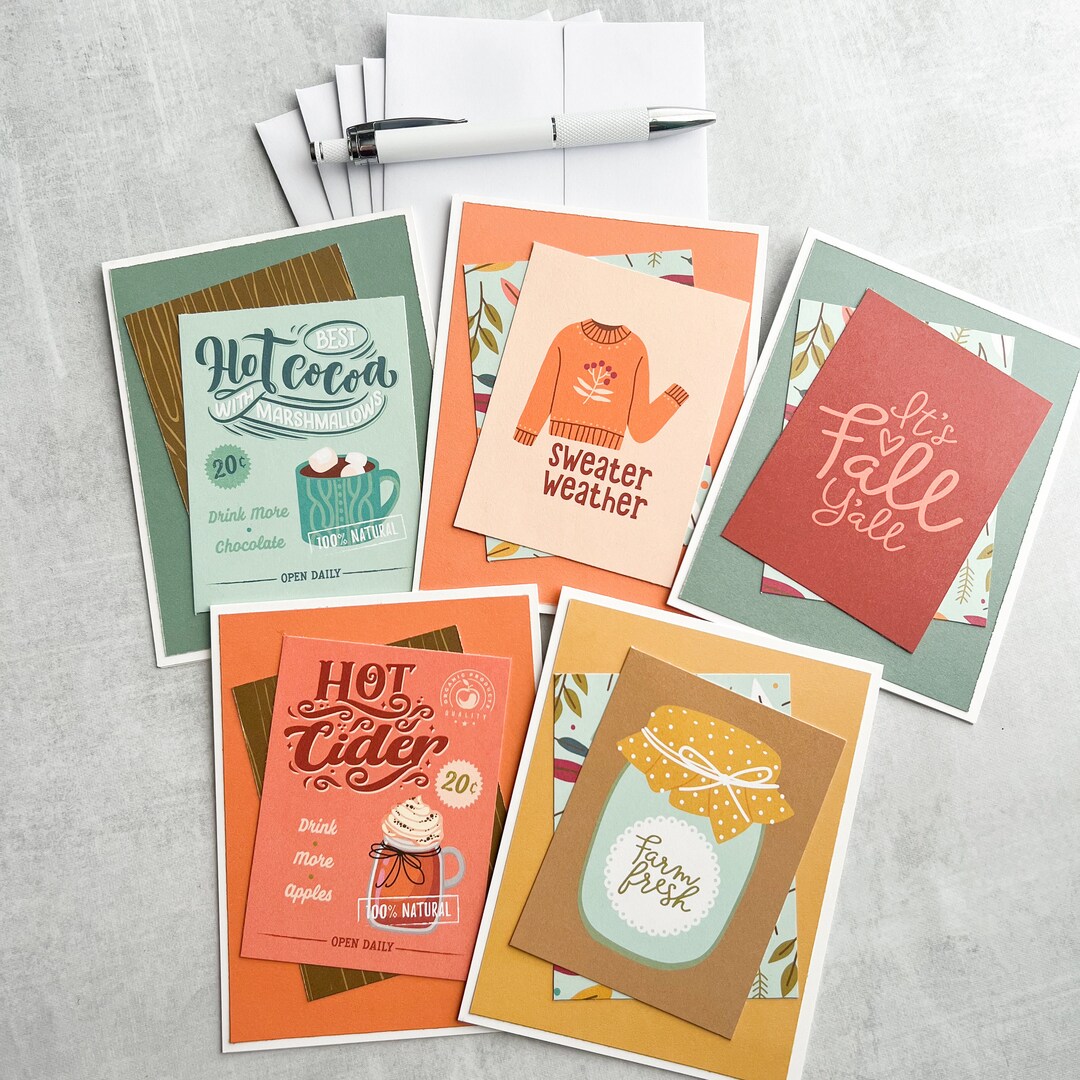 FIVE Thanksgiving Cards for Autumn Friendsgiving Cards for Fall Hostess ...
