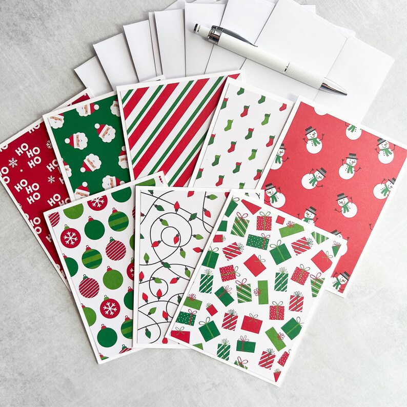Christmas Card Set of 8 Christmas Cards Traditional Card for Friends ...
