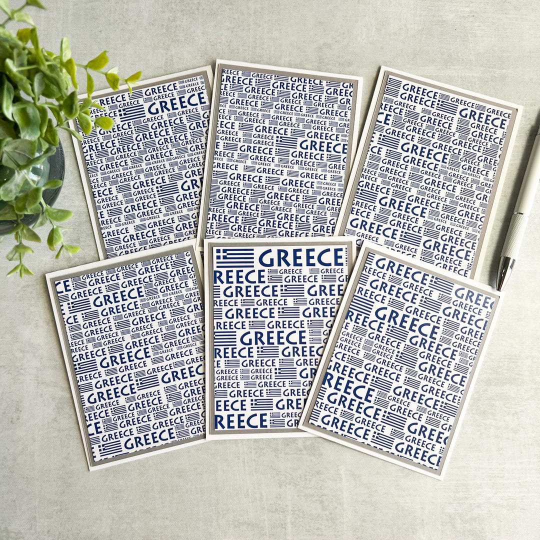Handmade Greece Note Card Set of 6 Greek Hostess Gift Set Greek Gift ...