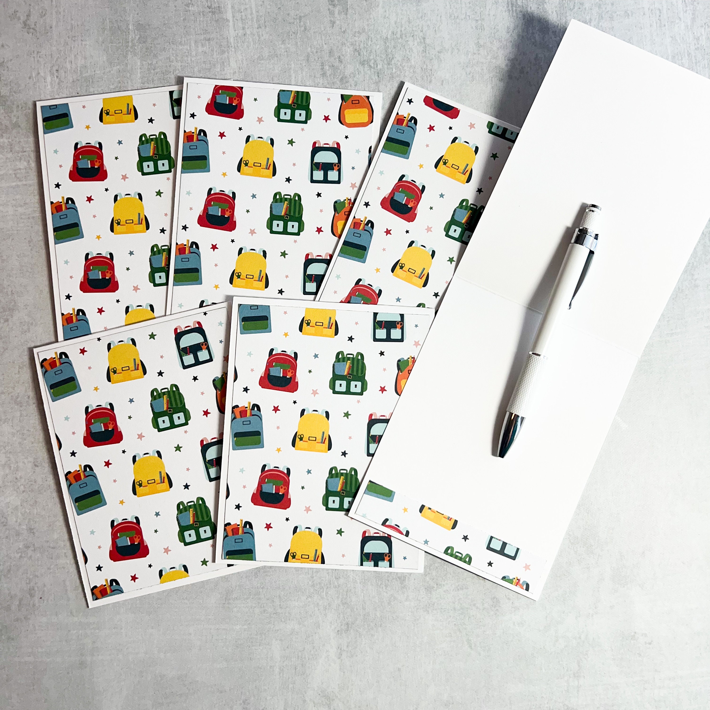 Set of SIX Fun Backpack Cards for All Ages Student Cards, Teacher ...